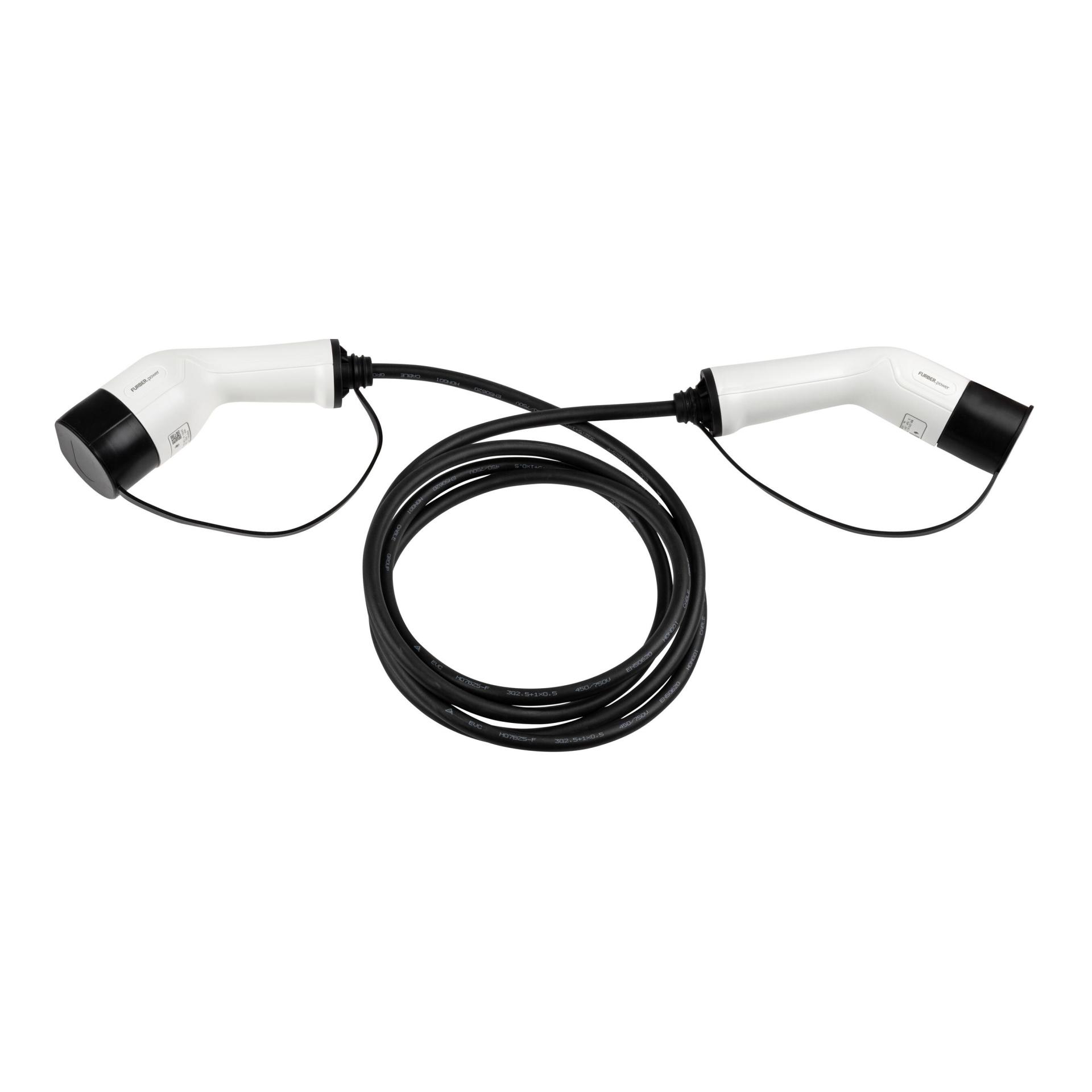 FURBER.power Cordon de charge THOR type 2 - câble droit - blanc/noir
